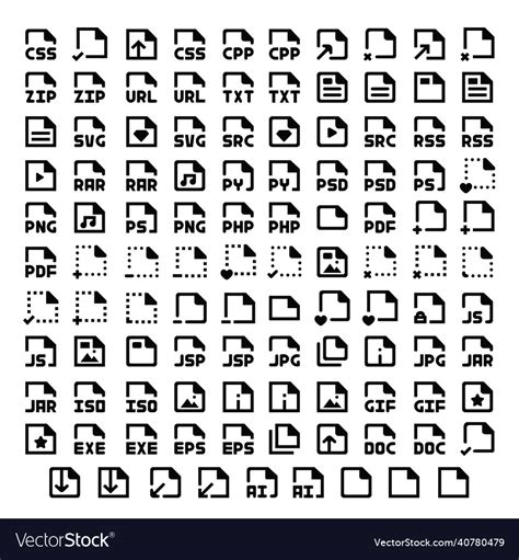 Web File Labels Icon Set Royalty Free Vector Image