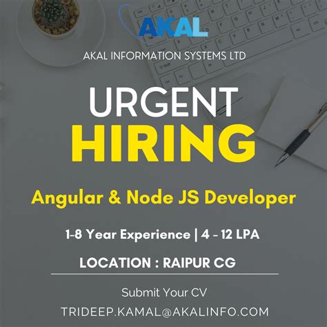 urgent hiring angular node js developer trideep kamal