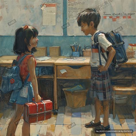 Ai创作图背红色书包的孩童 背书包的儿童 背书包的小姐妹 背着书包的男孩女孩 放学上学时光 同学背书包 红衣女孩蓝衣男孩 背着书包上学去 上学背书包 背书包上学 穿校服的小朋友 小时候场景插画