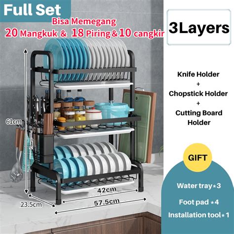 Jual Rak Piring Stainless Steel Rak Dapur Cuci Piring Wastafel Rak Piring Penyimpanan Rak