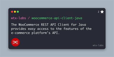 Github Wtx Labswoocommerce Api Client Java The Woocommerce Rest Api