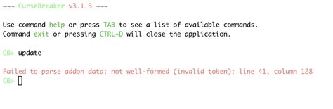 Failed To Parse Addon Data Not Well Formed Invalid Token Line 41 Column 128 · Issue 48