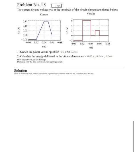 solved problem no 1 5 the current i t and voltage v t at