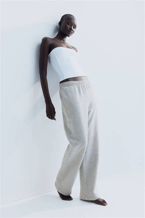 Pantalon En Molleton Gris Clair Chiné Femme Handm Fr
