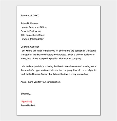 37 Polite Rejection Letter And Email Samples Writing Tips