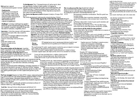 Om301 Cheat Sheet Summary Of Key Concepts In Operations Management