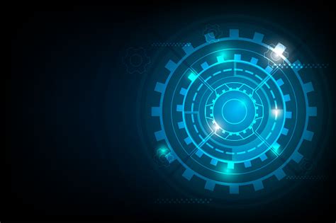 가벼운 입자를 사용한 기어 기술 디자인을 위한 여유 공간이 있는 기계 스타일 파란색의 직사각형 입자입니다 개념에 대한 스톡 벡터 아트 및 기타 이미지 Istock