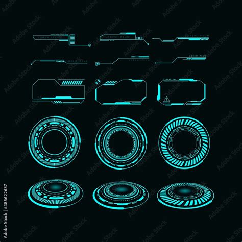 Collection Of HUD GUI Vector Elements For UI Design Template Futuristic Dashboard Display