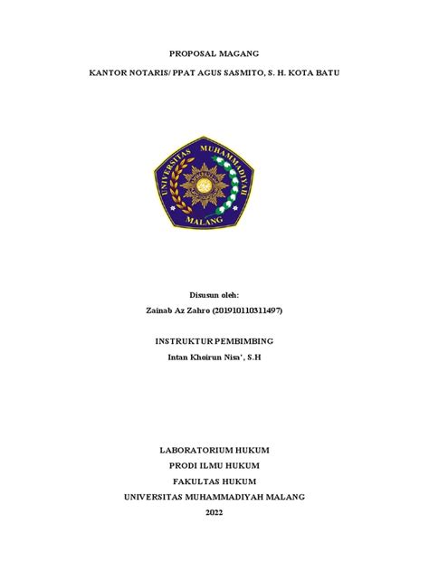 rancangan proposal magang di kantor notaris agus sasmito pdf