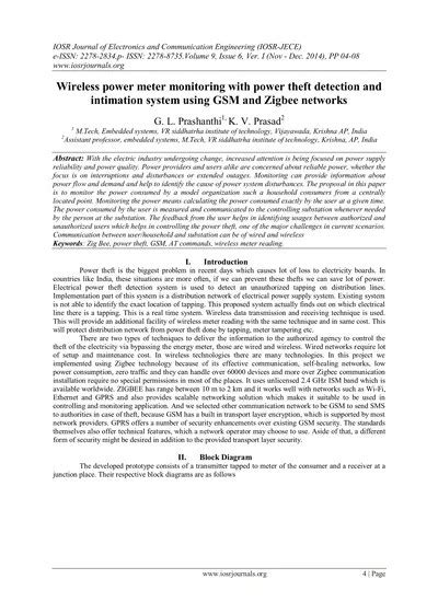 Wireless Power Theft Monitoring System And Indication At Local Substations Circuit Diagram