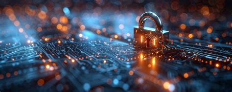 Digital Security Concept With Lock On Circuit Board Representing