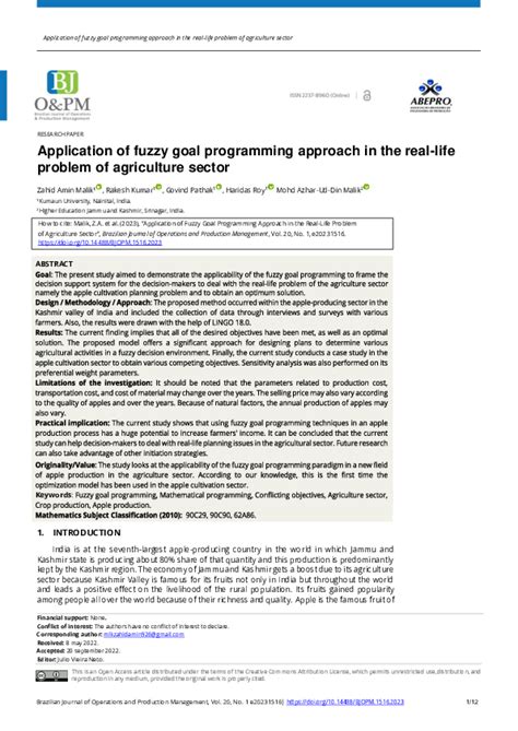 Pdf Application Of Fuzzy Goal Programming Approach In The Real Life
