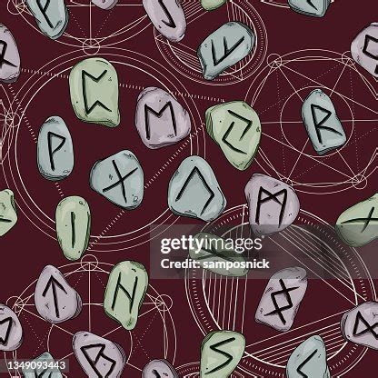 Nordic Rune Stone With Sacred Geometry Seamless Pattern High Res Vector
