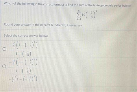 Solved Which Of The Following Is The Correct Formula To Find The Sum