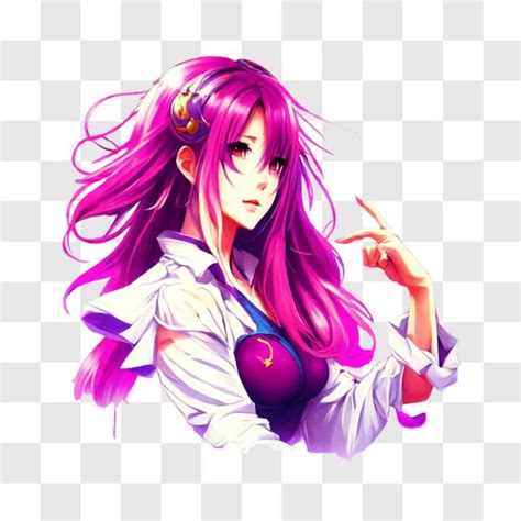Download Anime Girl With Long Pink Hair Png Online Creative Fabrica