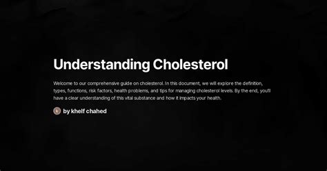 Understanding Cholesterol