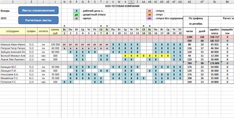 Табель учета времени Excel 2025 Учет рабочего времени