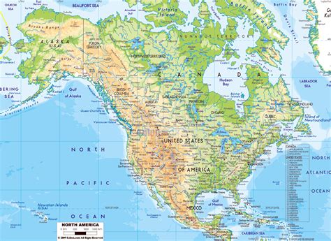 Mapa Fisico De America Del Norte