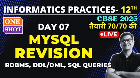 Day07 Mysql Revision In One Shot Class 12 Informatics Practices