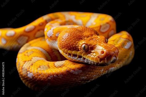 Orange Glow Motley Reticulated Python Malayopython Reticulatus