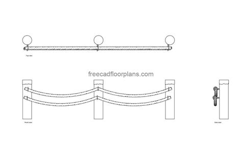 Rope Railings Free Cad Drawings Rope Railings Free Cad Drawings