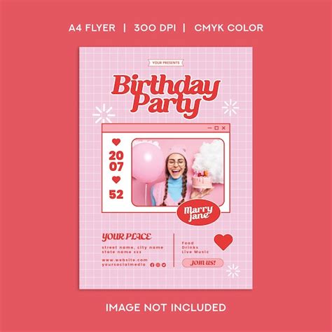 생일파티 플라이어 프리미엄 벡터