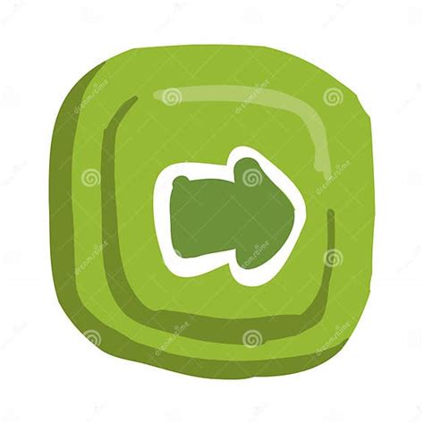 Right Arrow Button In Cartoon Doodle Style Mobile App Asset Arrow Pointing Right Application