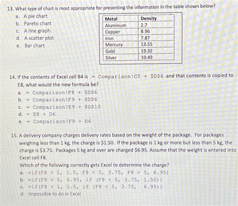 Solved 14 If The Contents Of Excel Cell B4 Is Comparison