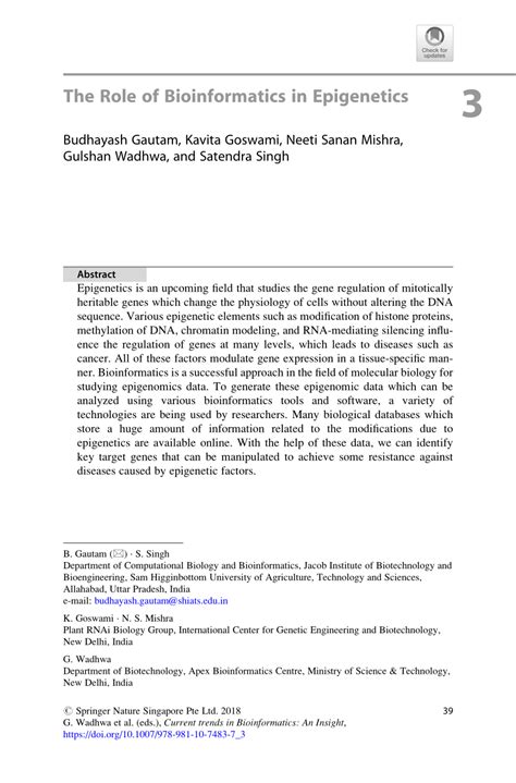 Pdf The Role Of Bioinformatics In Epigenetics Pdf The Role Of Bioinformatics In Epigenetics