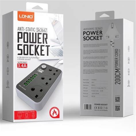 Ldnio M Extension Cord Power Socket X Outlets X Usb Charge Port Sk Model Shopee