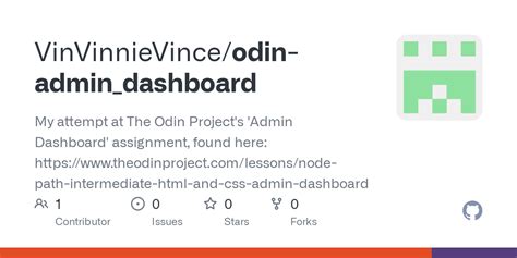 Github Vinvinnievinceodin Admindashboard My Attempt At The Odin