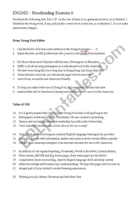 Grammar Proofreading Exercises