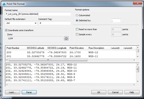 solved civil 3d importing lat long format points autodesk community