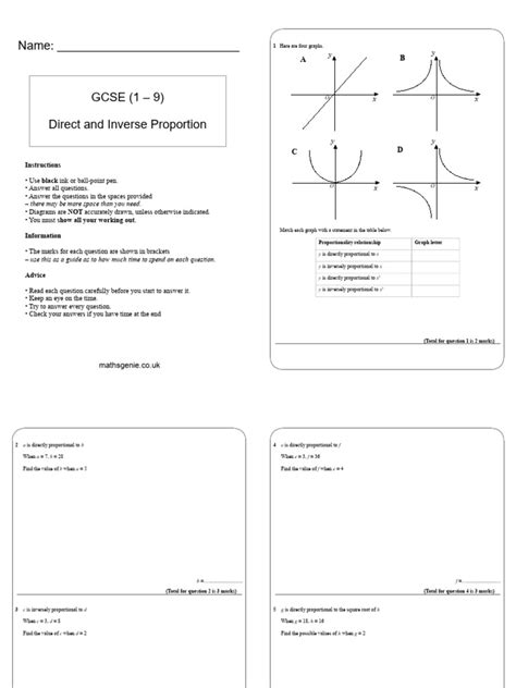 7 Direct And Inverse Proportion Pdf Mathematics