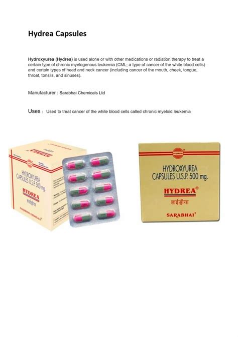 Hydroxyurea Capsule 500mg At ₹ 200stripe Anti Cancer Medicines In Nagpur Id 18139841688