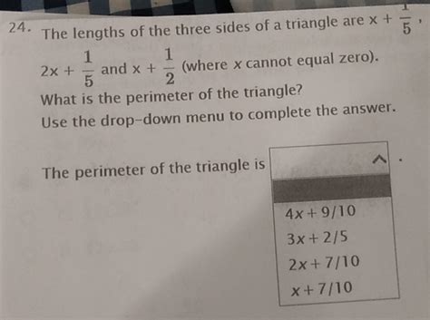 solved 24 the lengths of the three sides of a triangle are x 1 5