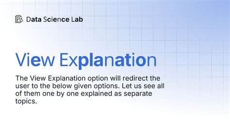 view explanation data science lab