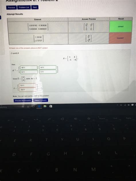 Solved Previous Problem Listnext Attempt Results Entered