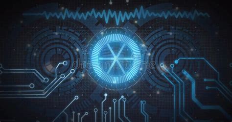 animation of scope and data processing over computer circuit board stock footage video of
