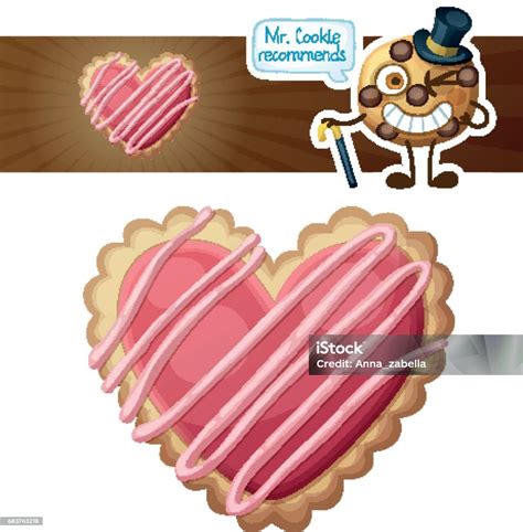 심장 설탕 쿠키 그림입니다 만화 벡터 아이콘 흰색 배경에 고립입니다 음식과 음료와 요리에 대 한 재료의 시리즈 Day 14에 대한 스톡 벡터 아트 및 기타 이미지 Istock