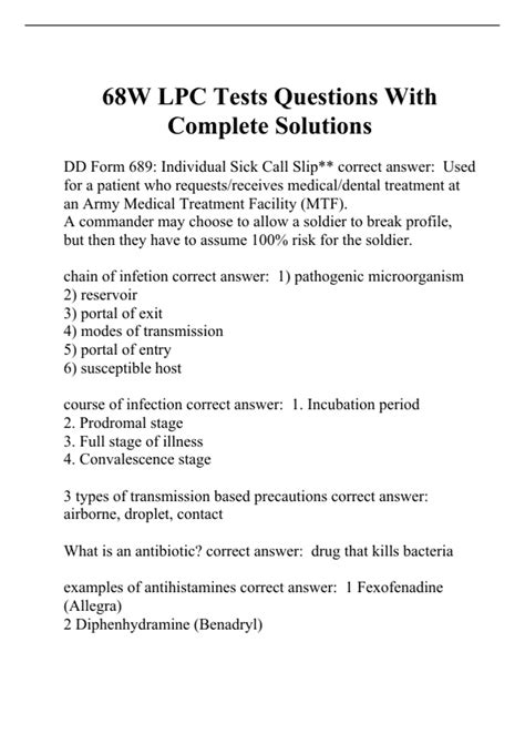 68W LPC Tests Questions With Complete Solutions 68W LPC Stuvia UK