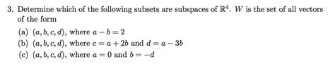 solved 3 determine which of the following subsets are