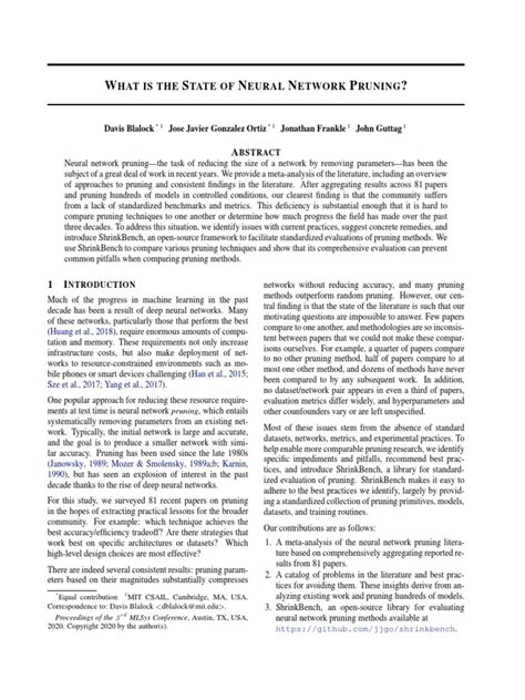 Mlsys 2020 What Is The State Of Neural Network Pruning Paper Pdf