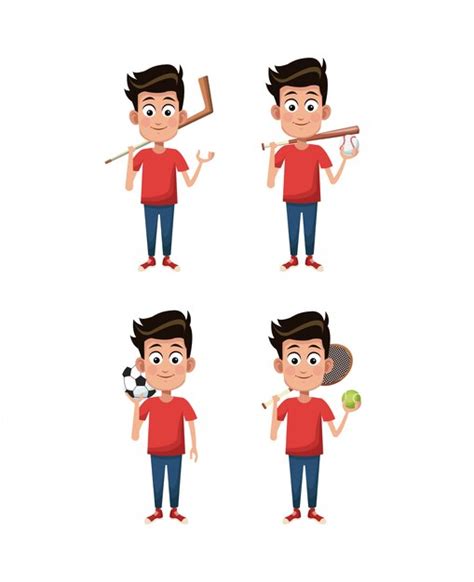 소년과 스포츠 프리미엄 벡터