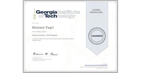 hussain faqir on linkedin completion certificate for linear circuits 1 dc analysis