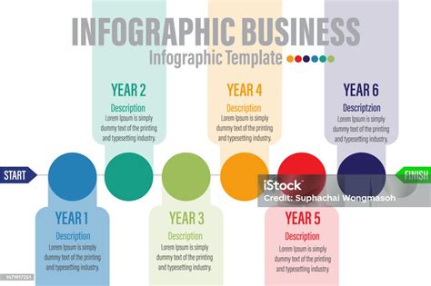 6 단계 현대 타임 라인 다이어그램 달력 연간 사각형 제목 프리젠 테이션 벡터 인포 그래픽 비즈니스를 위한 인포그래픽 템플릿입니다 개념에 대한 스톡 벡터 아트 및 기타