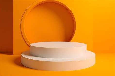 Premium Photo Three White Round Objects Are Stacked Against A Yellow Wall