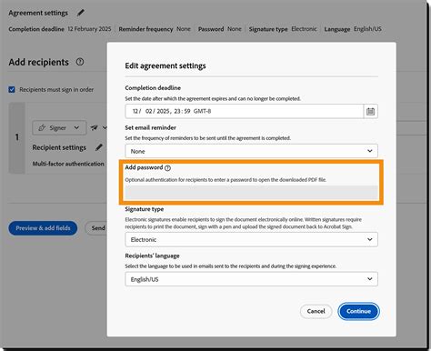 Allow Senders To Add Passwords To Protect Viewing The Agreement Pdf