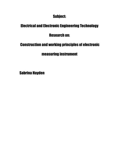 Solution Construction And Working Principles Of Electronic Measuring