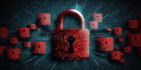 Security Breach System Hacked Alert With Red Broken Padlock Icon Showing Unsecure Data Under